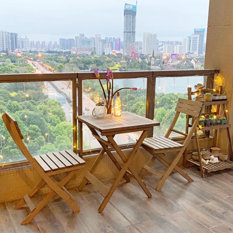 Balcony folding table and chairs table leisure tea table tea table ...