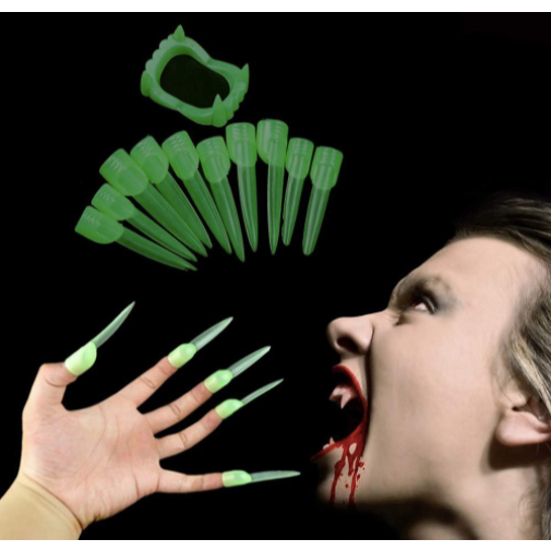 MSIA Ready Stock/ Glow in the Dark Vampire Fake GID Fangs Teeth Nails ...