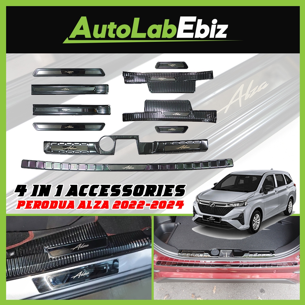 [TITANIUM BLACK] 4 IN 1 Perodua ALZA 2022 INNER OUTER Rear Bumper Boot ...