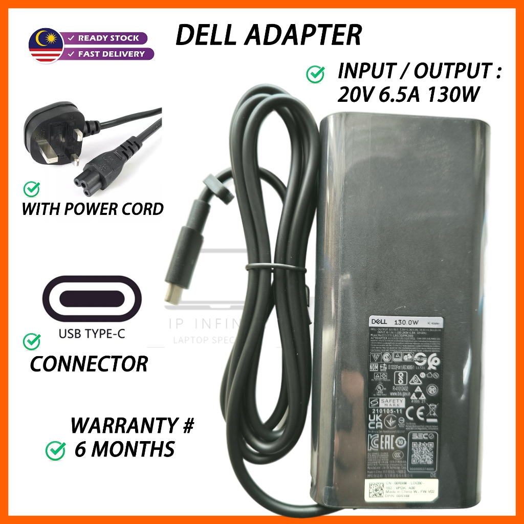 DELL TYPE C 90W 130W XPS 15 9500 9510 9520 9530 9575 (2-in-1) XPS 16 ...
