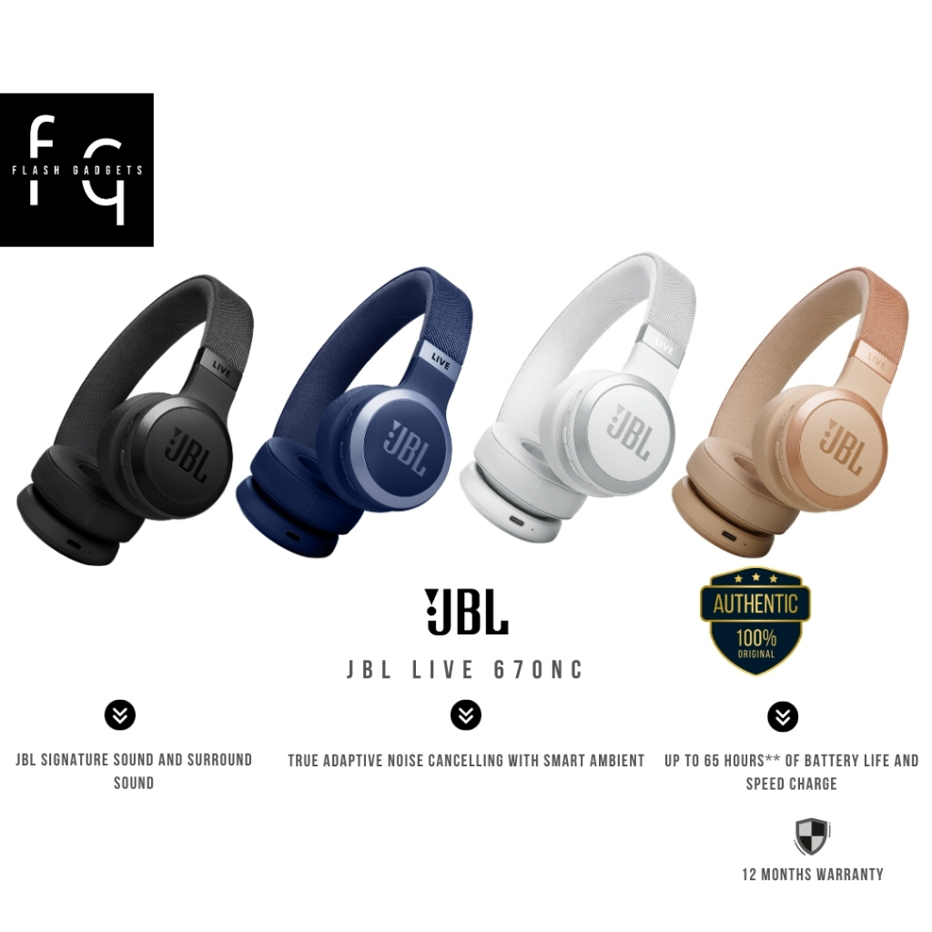 JBL LIVE 670NC Wireless On-Ear Headphones With True Adaptive Noise ...