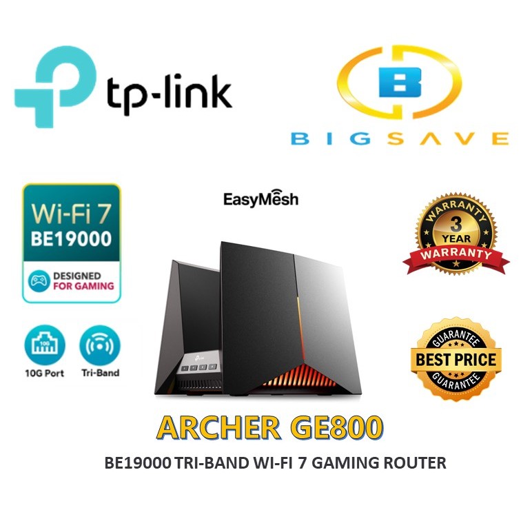 TP-LINK ARCHER GE800 BE19000 TRI-BAND WI-FI 7 GAMING ROUTER | Shopee ...