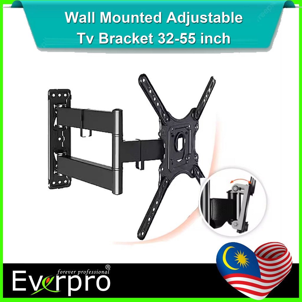 Wall Mounted Adjustable Tv Bracket for 32-55 inch Single Arm Tv Bracket ...