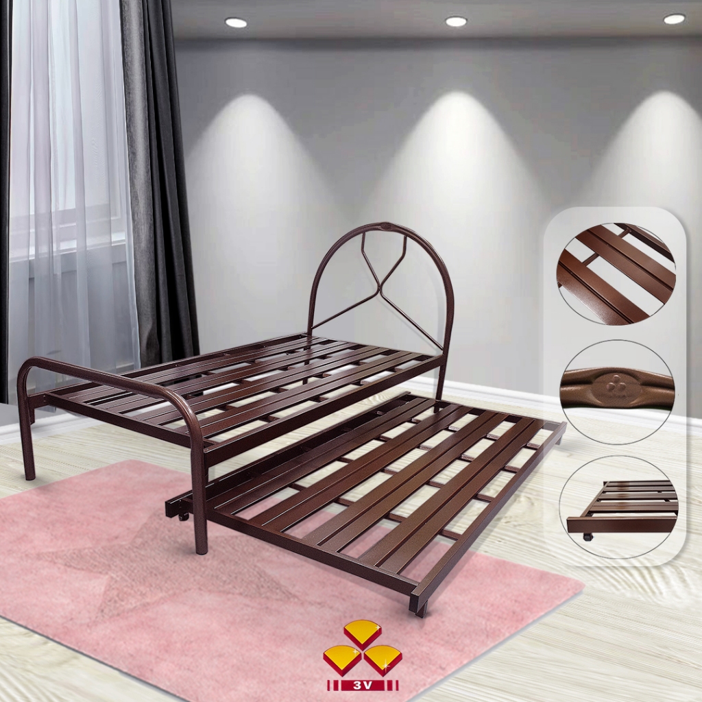 EE HOME 3V Single Size Metal Super Base Bed Frame With Pull Out Bed ...