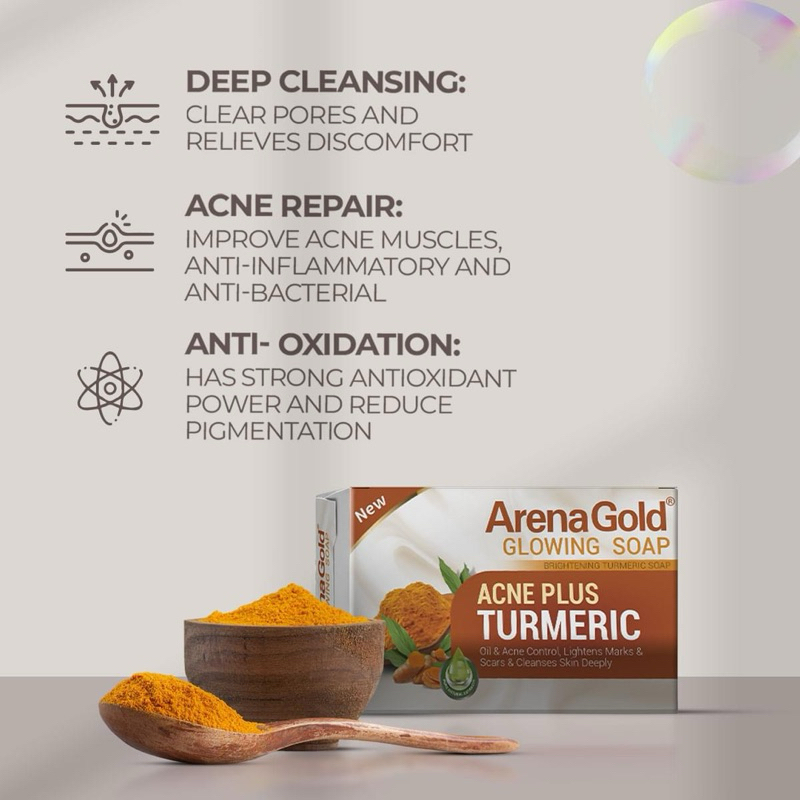 Arena Gold Acne Plus Turmeric Whitening Soap 💯 Original | Shopee Malaysia