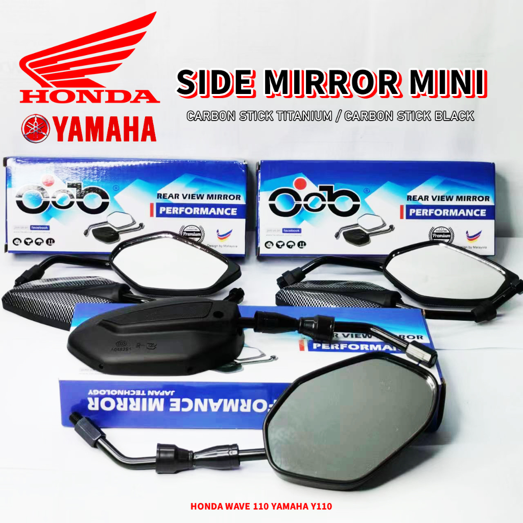 HONDA YAMAHA MINI SIDE MIRROR TITANIUM AND BLACK SET | Shopee Malaysia