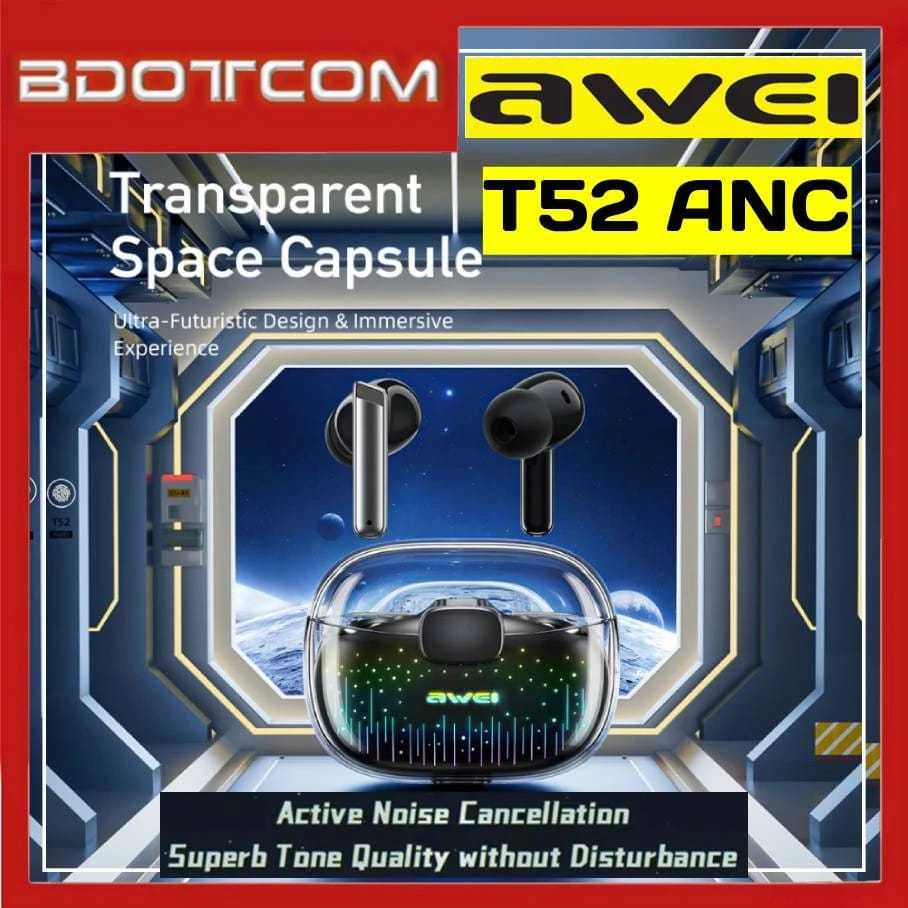 Awei T52 ANC / T52 PRO TWS Wireless Bluetooth Earphone Gaming Headset ...