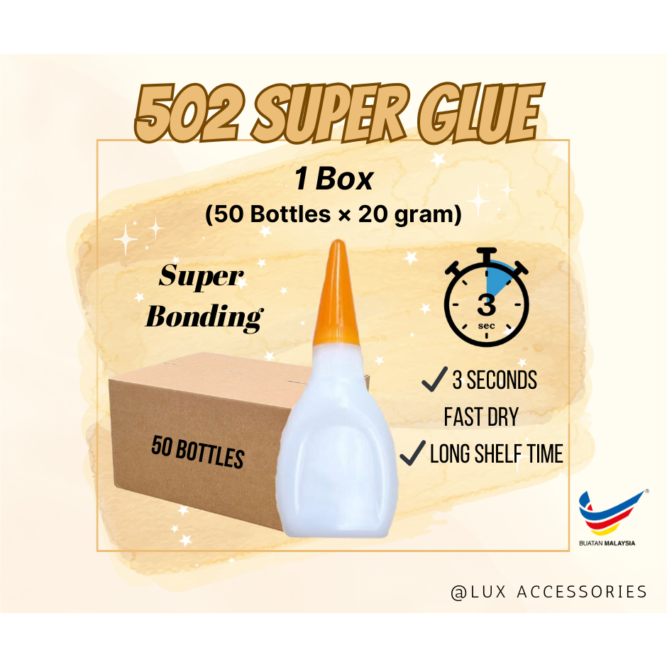 [1 Box] 502 Super Glue | 3 Second Strong Super Glue | (50 Bottles × 20 ...