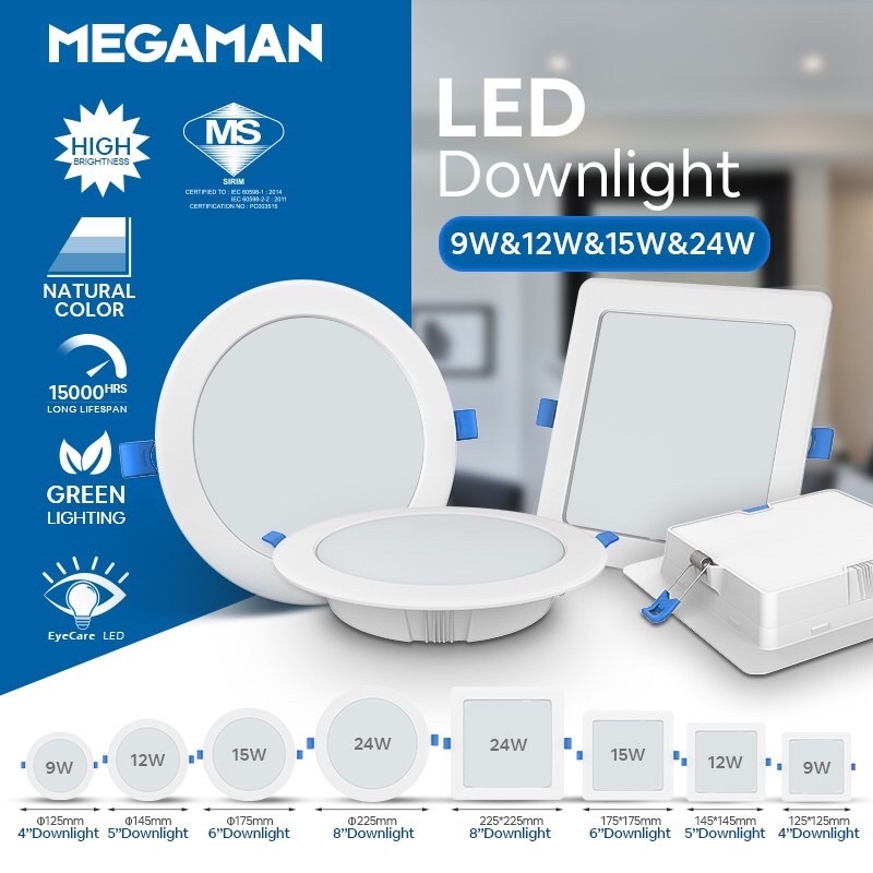 Megaman LED Downlight Lampu Siling Recessed Ceiling Light (5"/6"/12W ...