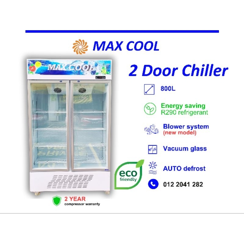 Max Cool 2 Door chiller white with inverter | Shopee Malaysia