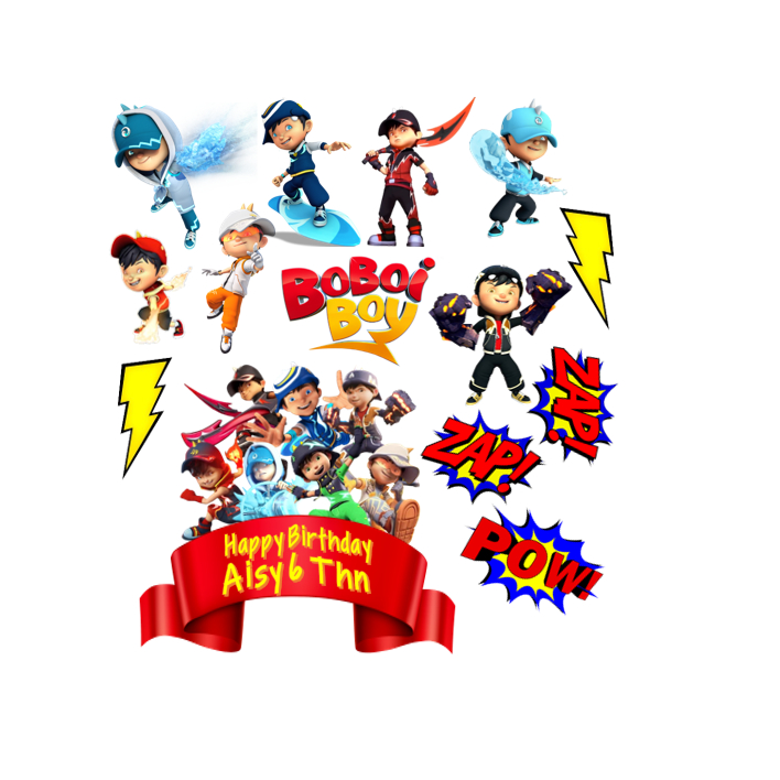 Boboiboy design A paper topper with custom name for cake or cupcake ...