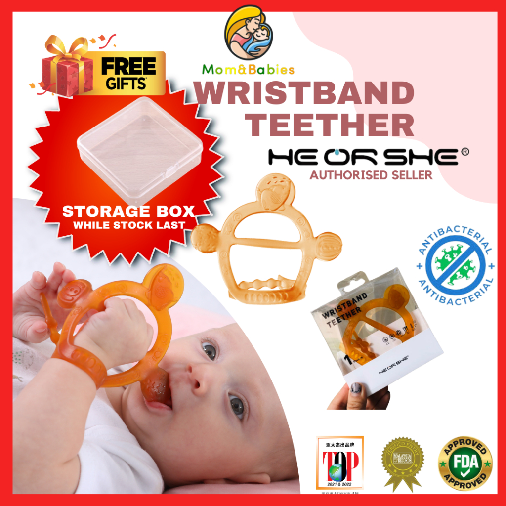 He Or She Antibacterial Wristband Teether BPA FREE heorshe Teether Baby ...