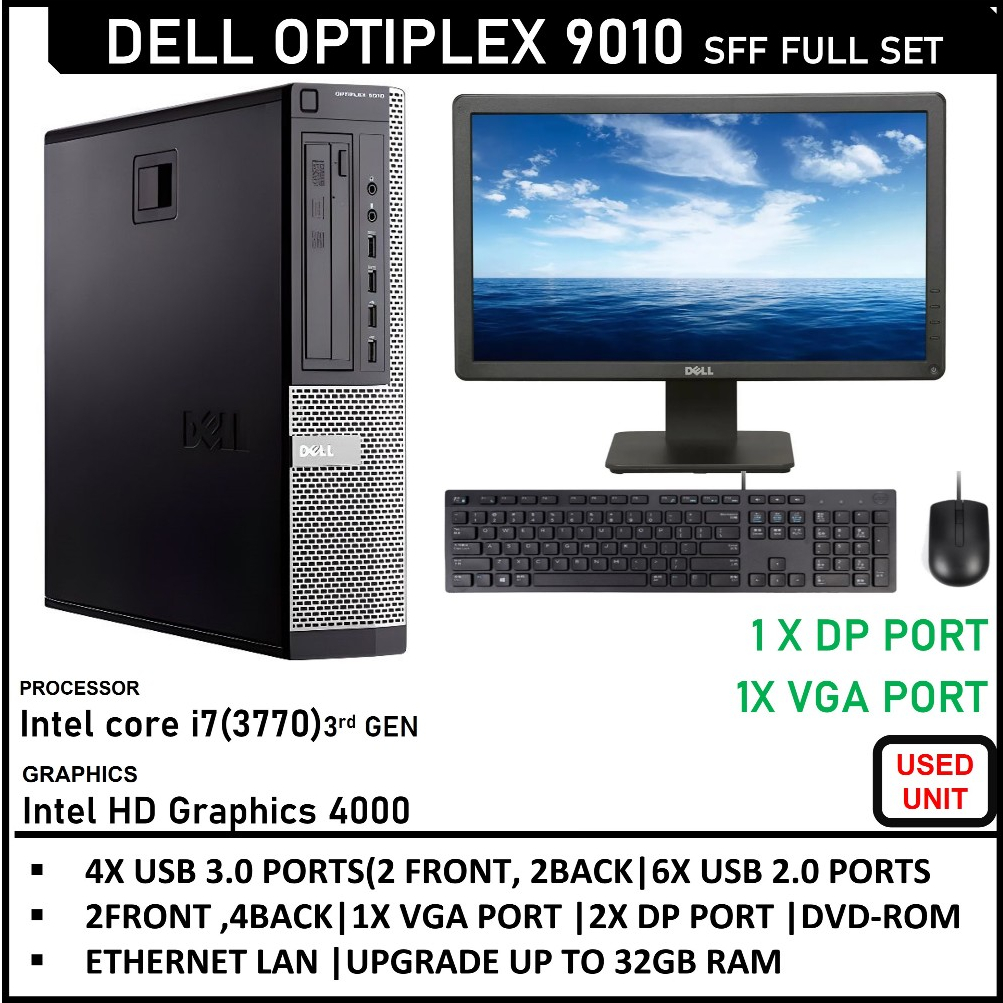DELL OPTIPLEX 9010 ,9020 , 790, Core i5/i7(3rd/4th/6th GEN )CPU / Full SET (DESKTOP+MONITOR+KB ...