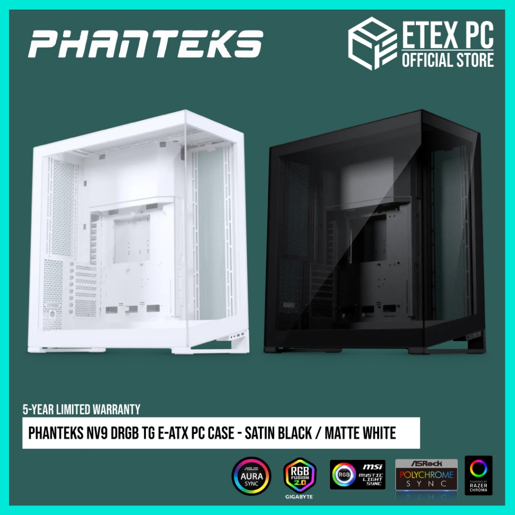 Phanteks NV9 DRGB TG E-ATX PC Case - Satin Black / Matte White # PH ...