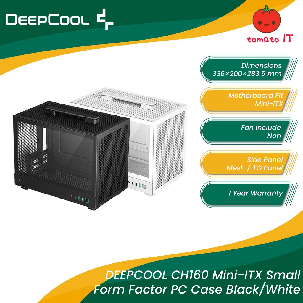 DEEPCOOL CH160 Mini-ITX Small Form Factor PC Case - Black | White ...