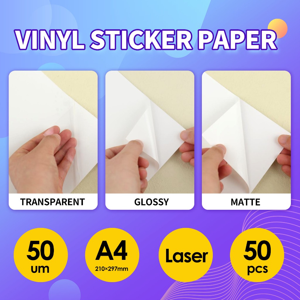 【Laser Sticker】A-SUB Waterproof Printable Vinyl Sticker Paper, Self-Adhesive Vinyl Labels for ...