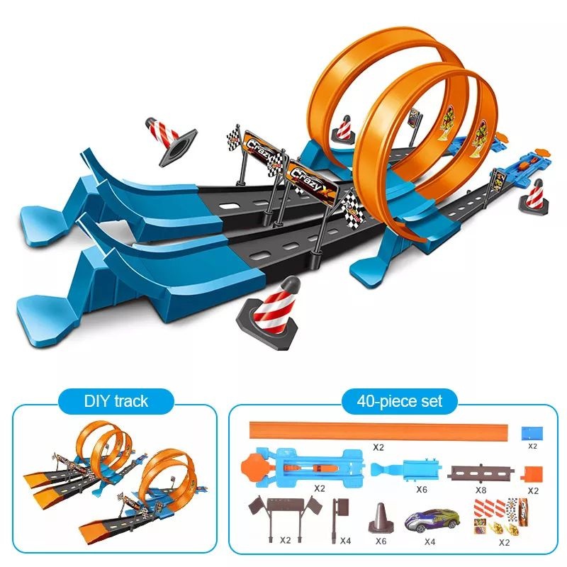 1:87 Car Racing Track 360 Degrees Race Car Track Litar Kereta Mainan ...