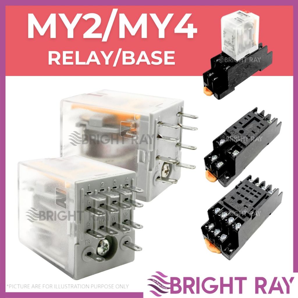 MY2 MY4 Relay Socket Relay Base Electronic Component Coil Voltage AC220 ...