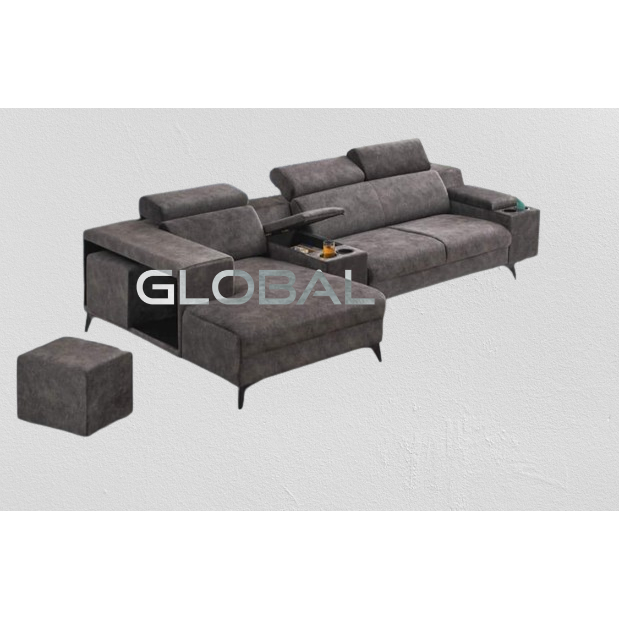 Sofa Baldu Velvet Sofa L Shape Sofa 3 Seater + 2 Stool | Shopee Malaysia
