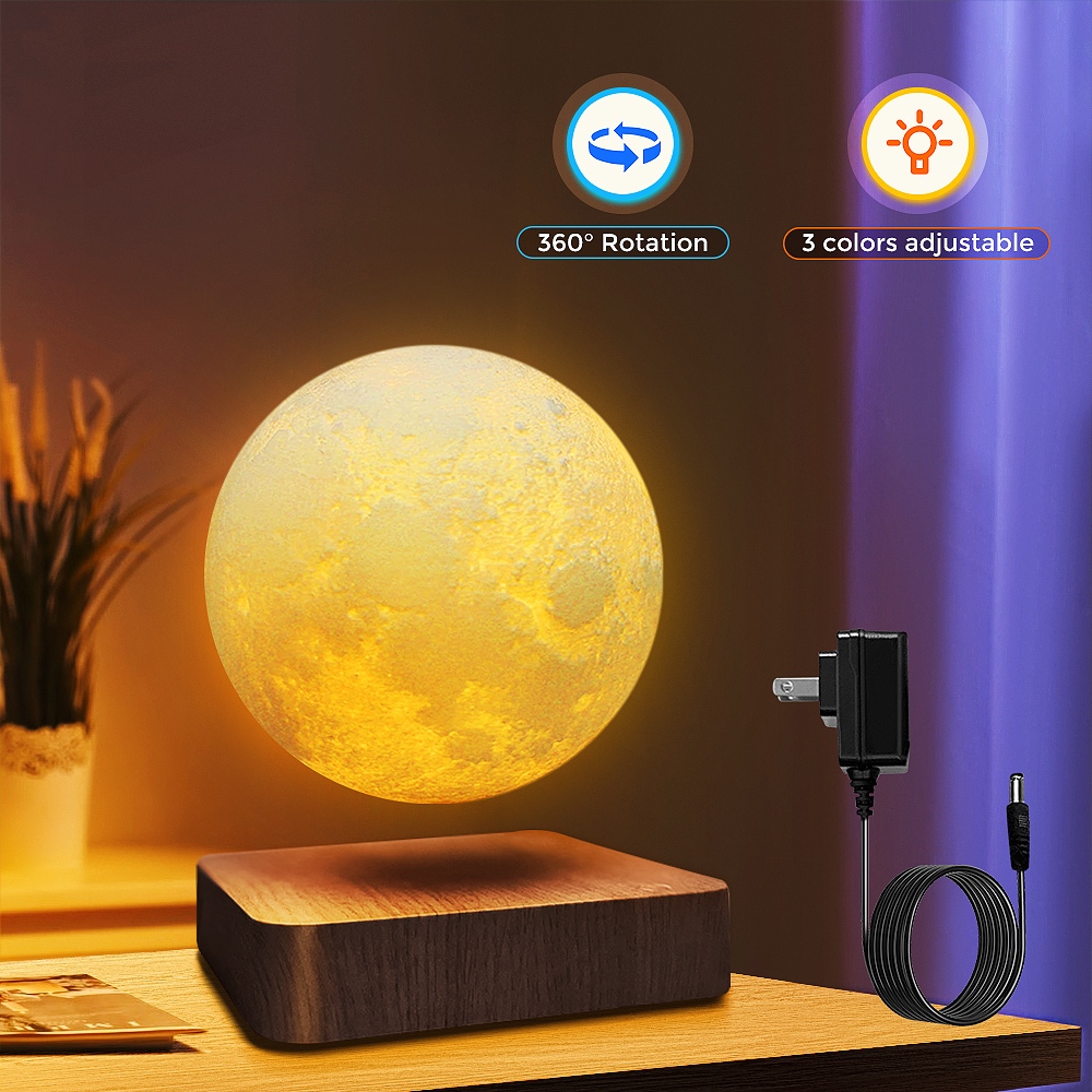 Levitating Moon Table Lamp Magnetic Floating Night Light With 3 ...