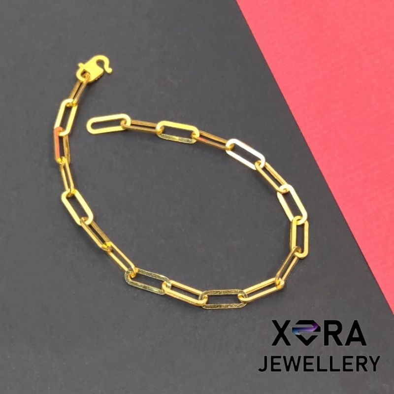 Rantai Tangan Paper Clip Emas 916 Bajet 🔥HOT ITEM🔥XERA / Rantai Tangan ...