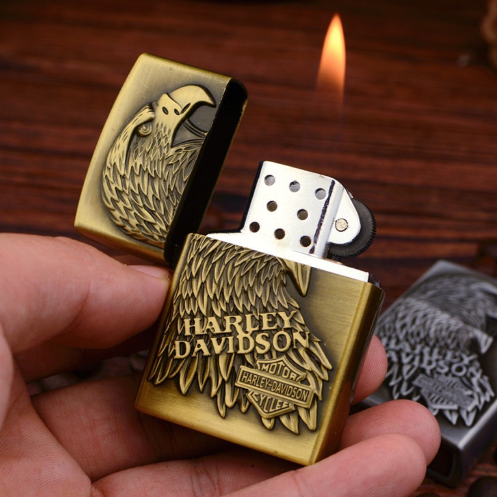 Pemetik Api Jenama Harley Kepala Helang Api Lembut Gas Butana | Shopee ...