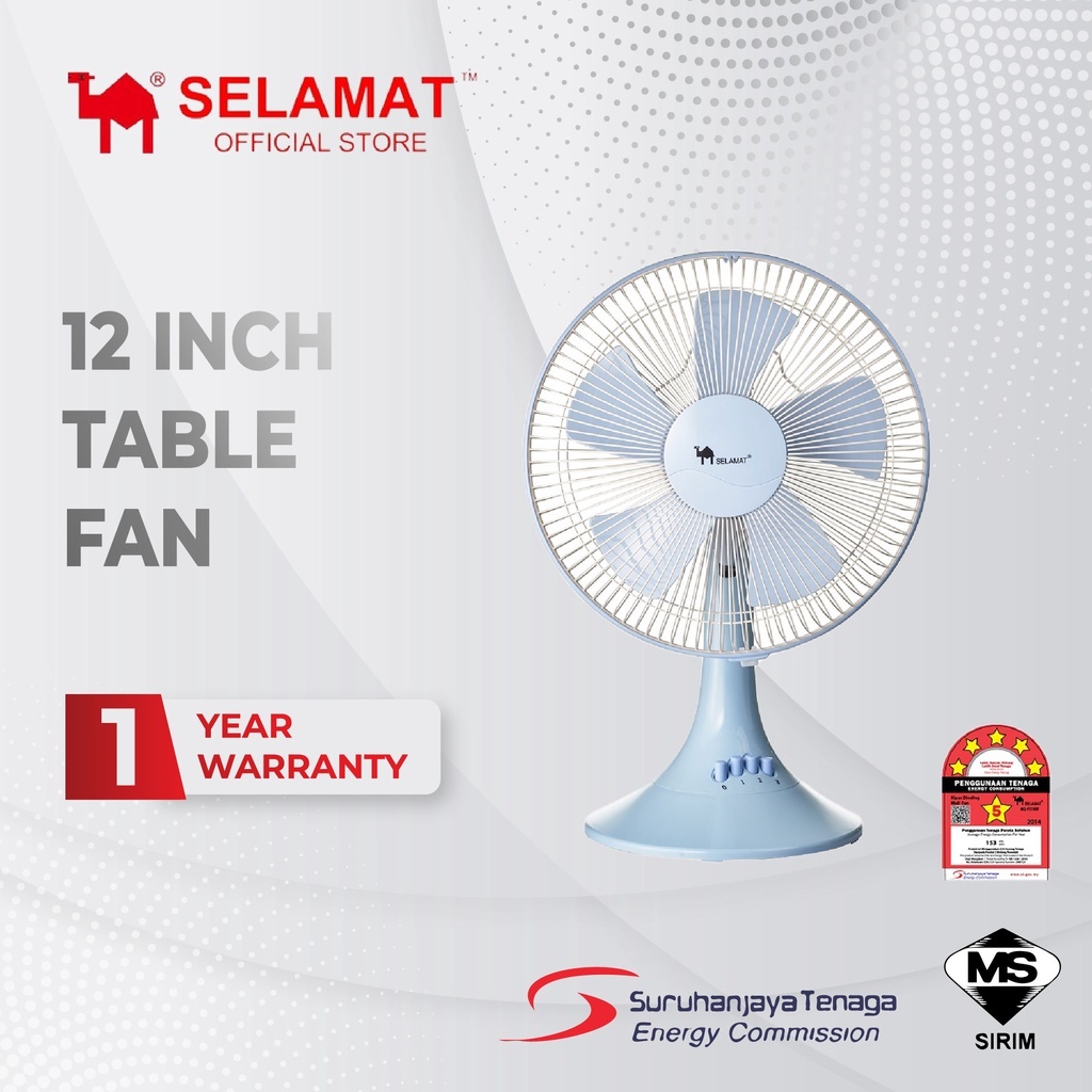 Selamat MQ-P312T 12" 5-Blade Table Fan/Kipas Meja 12 inchi | Shopee Malaysia