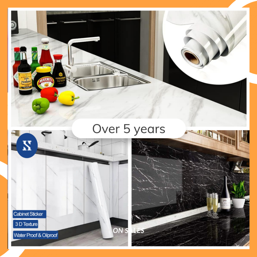 60cm Waterproof Sticker Glossy Matte Wood Kitchen Countertops PVC with ...