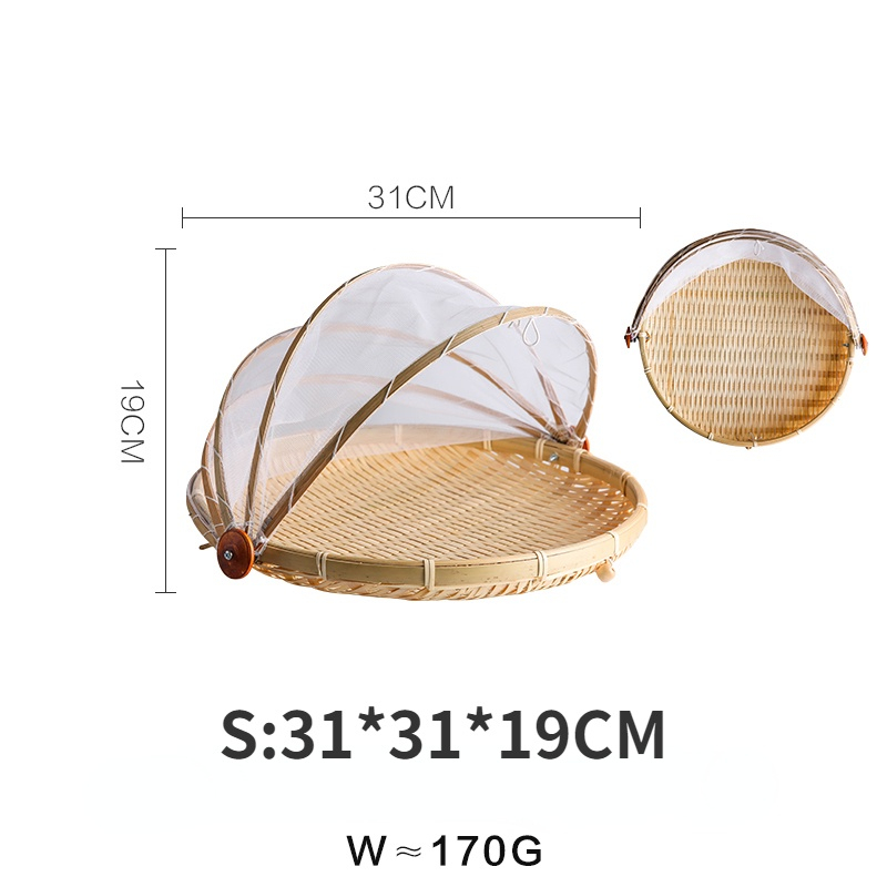💥Bamboo Round Food Serving Hood Hand-Woven Basket Picnic Basket for ...