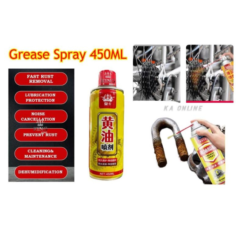 Grease Spray Oil Lubricant 450ml Car Door Hinges/Bicycle Chain Minyak ...