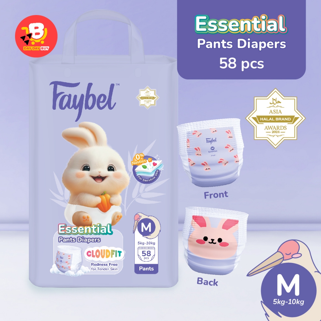 Faybel Baby Essestial PANTS Diaper - M 58pcs (PANTS) | Shopee Malaysia