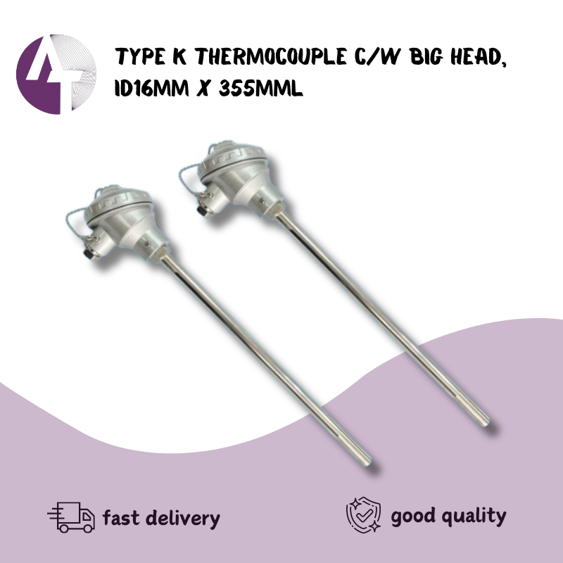 Type K Thermocouple c/w Big Head,16mm x 355mmL | Termokopel | Shopee ...