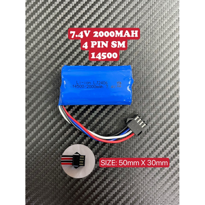 Battery 7.4V 2000MAH 14500 4PIN Rechargeable Battery RC CAR BATERI 7.4V ...