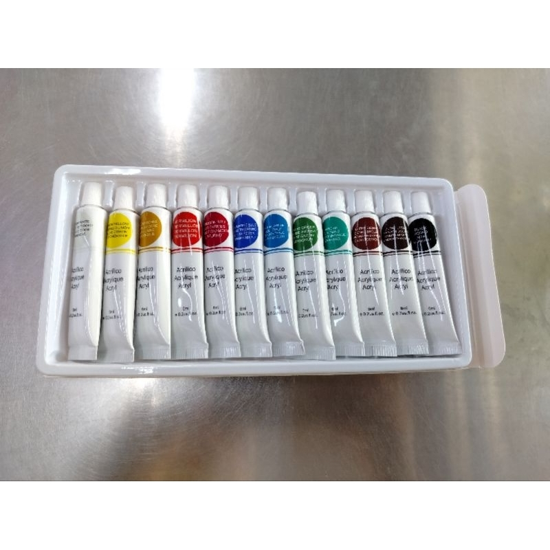 Acrylic Color Paint Set 6ml 12 Colors Artist Drawing Painting Medium ...