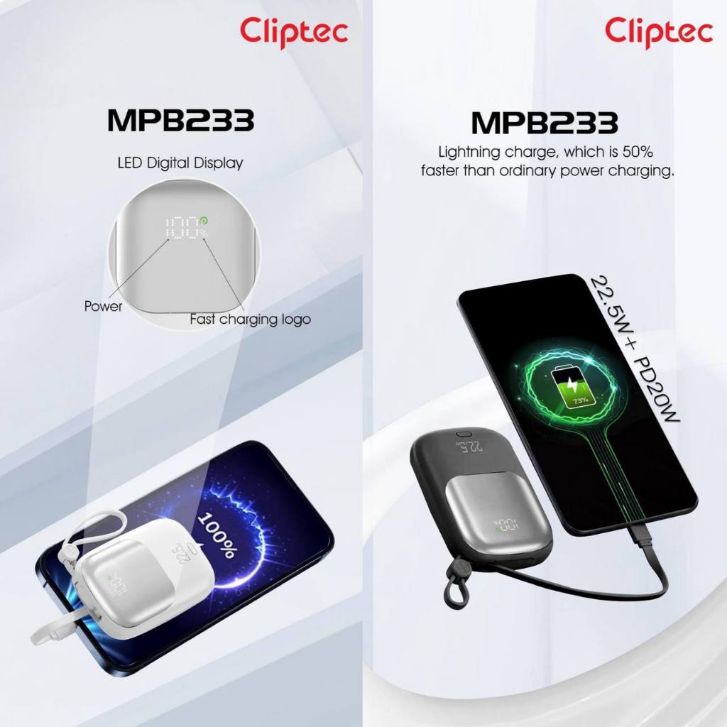 CLIPTEC MPB233 10000MAH 22.5W+PD20W FAST CHARGING MINI POWER BANK WITH ...