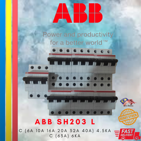 ABB MCB SH203 L C [6A / 10A / 16A / 20A / 32A / 40A ] 4.5KA 63A 6KA [Ready Stock] | Shopee Malaysia