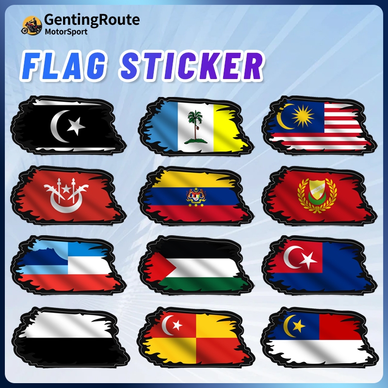 Stickers Flag Mini Sticker Bendera Flag Malaysia STATE Car Motorcycle ...