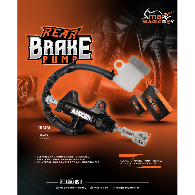 MAGIC BOY UNIVERSAL 16MM REAR BRAKE MASTER PUMP (BLACK)-LC135 5S ...