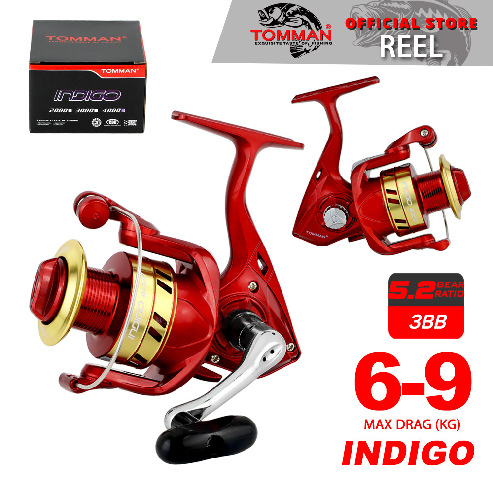 Tomman Reel Indigo 6kg-9Kg Drag Power (3BB) Fishing Reel Freshwater ...