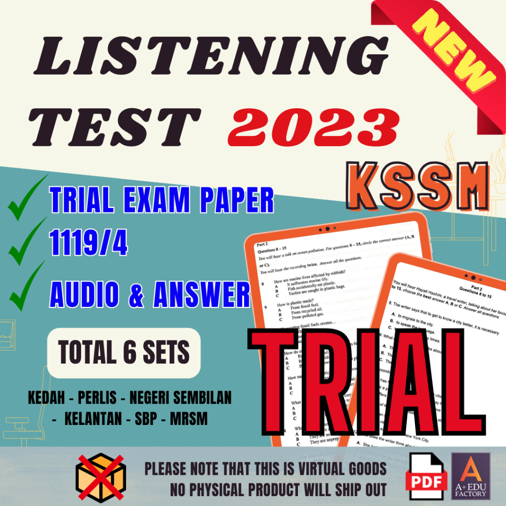 [📚PDF] 2023 LISTENING TRIAL TEST 1119/4 (SPM) KSSM BAHASA ENGLISH ...