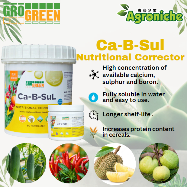200gm/1kg Baja Grogreen Gel Ca-B-Sul Baja Kalsium, Sulfur & Boron untuk ...