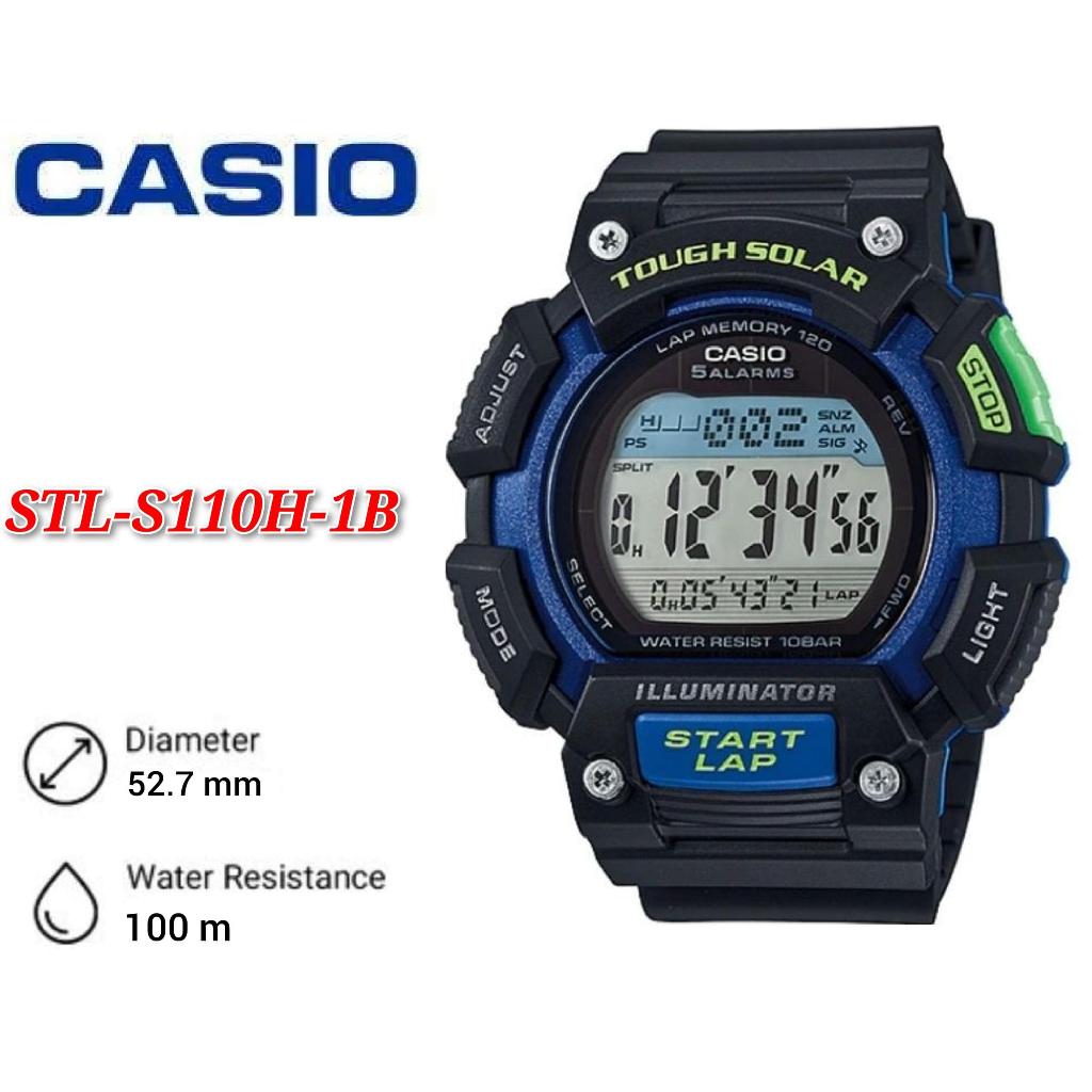 CASIO Men Tough Solar With Lap Memory Sport Watch STL-S110H-1B | Shopee ...