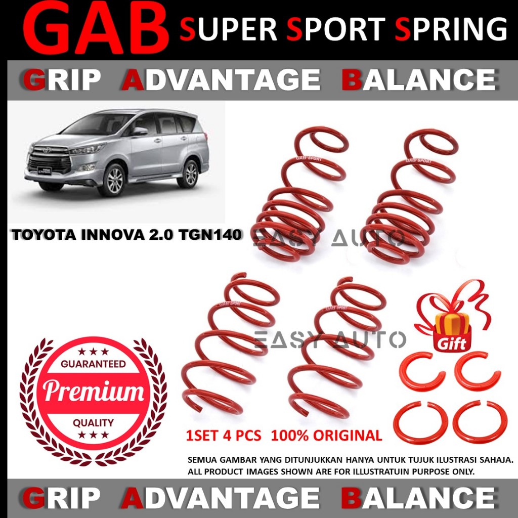 TOYOTA INNOVA 2.0 TGN140 (2016-2022-) - ORIGINAL SET GAB SPORT SPRING ...