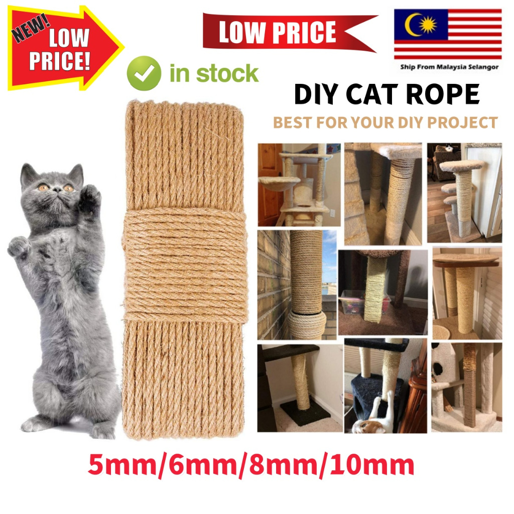 🇲🇾 🐱 4-8mm DIY Sisal Hemp Rope Cat Tree Scratching Post Climbing ...
