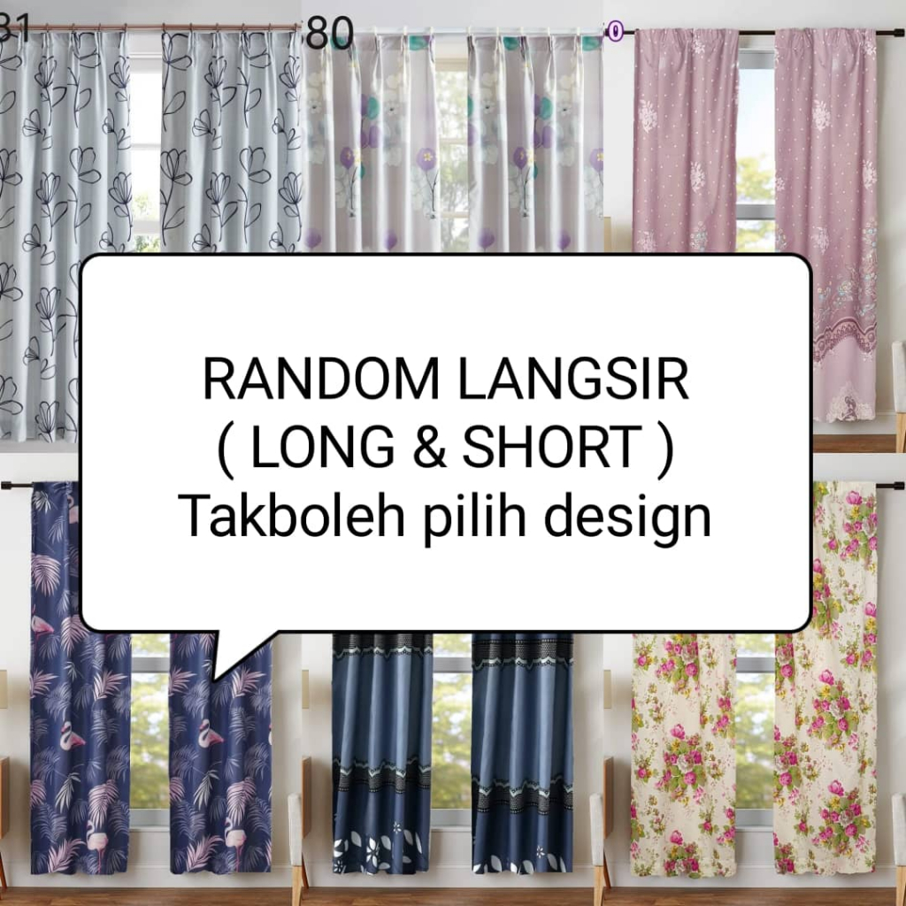 F&C 2 in 1 Modern Curtain Semi Blackout Langsir Tingkap Langsir Pintu ...