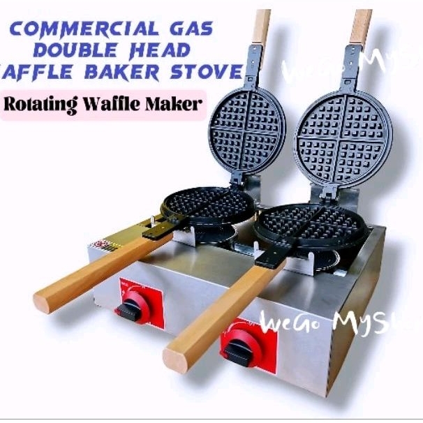 Ready Stock 🔥Gas🔥 Commercial Double Head Waffle Baker Stove Stainless ...