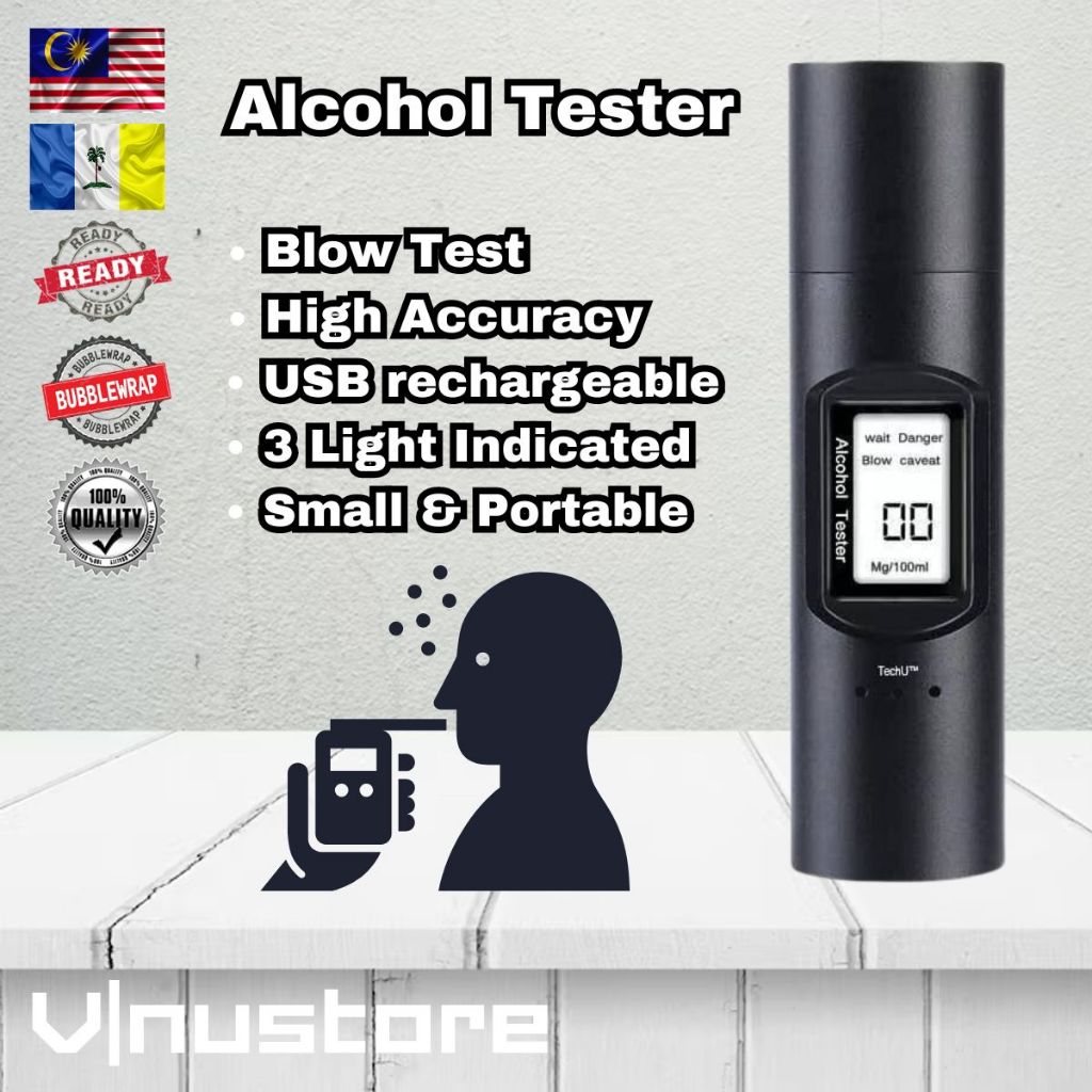 Alcohol Blow Tester Device USB Rechargeable Portable Drunk Test Meter ...