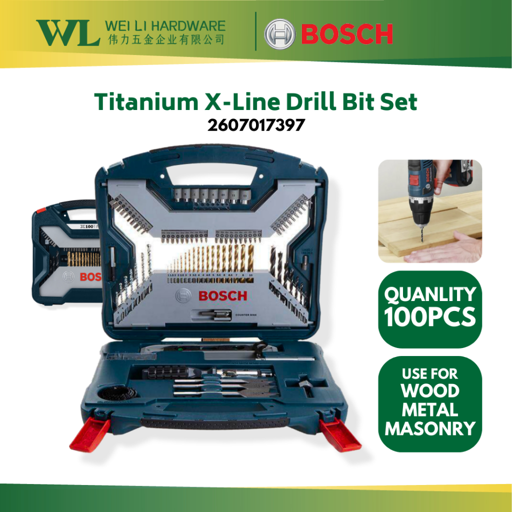 Bosch 100pcs Titanium X-Line Drill Bit & Accessory Set 2607017397/ mata ...