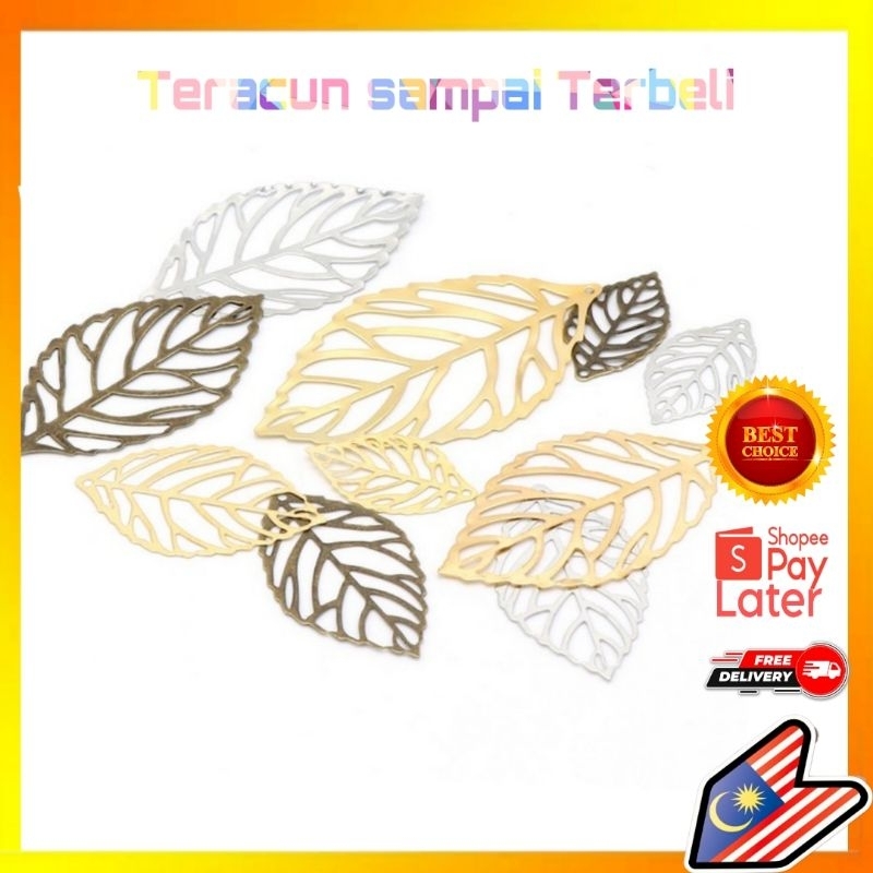 (7 pcs) DOKOH KERAWANG BENTUK DAUN UNTUK DIY PERHIASAN CEKAK MERDEKA ...