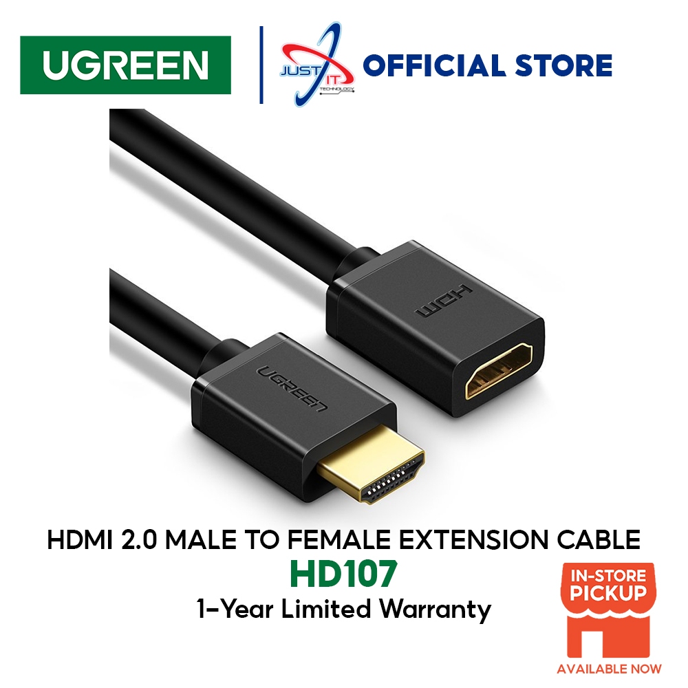 UGREEN HDMI 2.0 MALE TO FEMALE EXTENSION CABLE - 1METER (UG-HD107-10141 ...